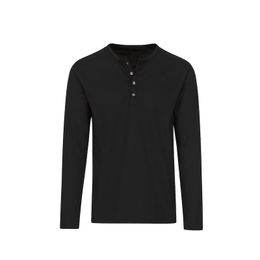 TRIGEMA Herren Longsleeve &raquo;TRIGEMA Langarmshirt mit Knopfleiste&laquo; 1 Stk. schwarz M