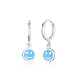Elli Ohrringe 925 Sterling Silber mit Smiling Face in Hellblau | Gr.: onesize