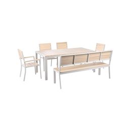 Beliani 6-tlg Gartentisch Set COMO/PRATO in Beige/Wei&szlig; | Gr.: onesize
