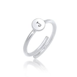 Elli Ring 925 Sterling Silber Buchstabe, Buchstabe - J, Pl&auml;ttchen in Silber | Gr.: onesize