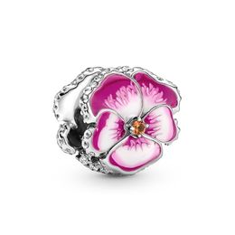 Pandora Charm Silber Pinkfarbenes Stiefm&uuml;tterchen | Gr.: onesize