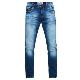Rusty Neal Jeans Hose "TOYAMA" Regular Fit mit Kontrast Naht in Dark Blue Used | Gr.: W29/L32