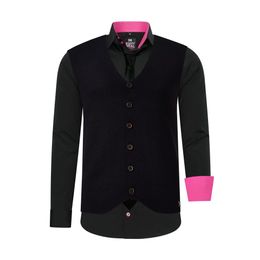 Rusty Neal Hemd mit Weste und Krawatte in Schwarz / Pink | Gr.: L