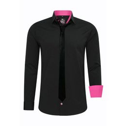 Rusty Neal Hemd mit Krawatte in Schwarz / Pink | Gr.: L