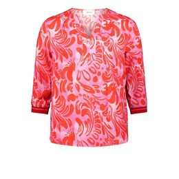 Cartoon Casual-Bluse mit Rippb&uuml;ndchen in Pink/Red | Gr.: 36