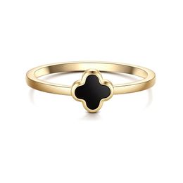 Glanzst&uuml;cke M&uuml;nchen Glanzst&uuml;cke M&uuml;nchen Ring Kleeblatt aus Edelstahl mit Achat in gelbgold | Gr.: 56