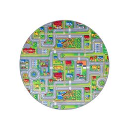 Snapstyle Kinder Spiel Teppich Abenteuerland Bunt Rund in Bunt | Gr.: 100x100 cm