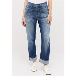 Angels Damen Angels Relax-fit-Jeans &raquo;LIBERTA TURN UP&laquo; Relaxed fit, aus Baumwollmischung, mit gro&szlig;en Vordertaschen blau 42, L&auml;nge 27