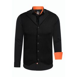 Rusty Neal Hemd mit Weste und Krawatte in Schwarz / Orange | Gr.: 4XL