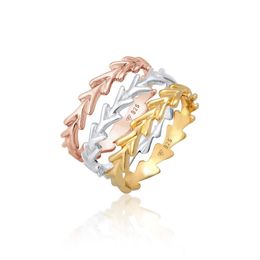 Elli Ring 925 Rosegold Bi Color_Tri Color, Ring Set in Dreifarbig | Gr.: 52