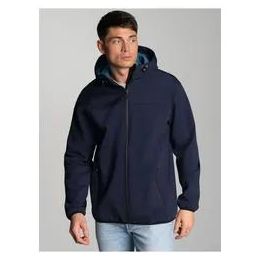 Softshelljacke TRIGEMA "TRIGEMA Klassische Softshell&ndash;Kapuzenjacke", Herren, Gr. 3XL, blau (navy), Stoff, 88% Polyamid, 12% Elastan, lang, Jacken Softshelljacke