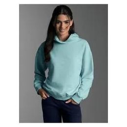 Sweatshirt TRIGEMA "TRIGEMA D&uuml;nner Oversize-Hoodie", Damen, Gr. XL, blau (gletscher), Sweatware, 50% Baumwolle, 50% Polyester, Basic, Sweatshirts Sweatshirt