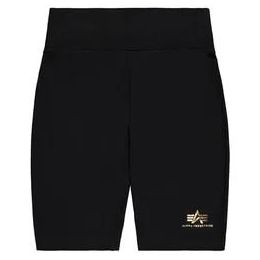 Sweatshorts Alpha Industries "Basic Bike Shorts SL FP Wmn", Damen, Gr. M, Normalgr&ouml;&szlig;en, gelb (schwarz, gelb gold), Obermaterial: 95% Baumwolle, 5% Elastan, Hosen Sweatshorts