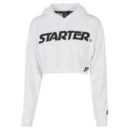 Rundhalspullover STARTER Black Label "Starter Black Label Damen Ladies Starter Cropped Hoody", Damen, Gr. L, wei&szlig;, 65% Baumwolle, 35% Polyester, unifarben, oversize, ohne Ausschnitt, Pullover Rundhalspullover