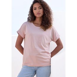 Copenhagen Studios Damen T-Shirt &raquo;mit dezentem Logoprint hinten&laquo; aus softer Jersey-Qualit&auml;t mit Bio-Baumwolle lila S (36)