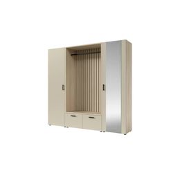 H&ouml;ffner Kompacktgarderobe Hannover &brvbar; creme &brvbar; Ma&szlig;e (cm): B: 220 H: 200 T: 45.0 &raquo; H&ouml;ffner