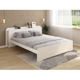 Bett OTTO HOME "Ismund, Stauraum im Kofteil, Stauraumbett", wei&szlig;, B:229cm H:87cm L:220cm, Betten, Bett, inklusive Lattenrost, teilmassiv, Bettkasten optional