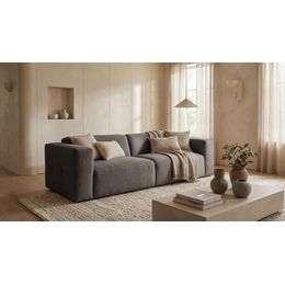 3-Sitzer OTTO HOME "Kelani", grau (taupe), B:222cm H:73cm T:93cm, 100% Polyester, Sofas, mit dekorativer Knopfsteppung an den Armlehnen