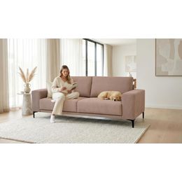 3-Sitzer OTTO HOME "Xander", braun (cinnamon), B:224cm H:85cm T:88cm, 90% PES, 10% NY, Sofas, Breite 224 cm, Soft-Touch Chenille, schwarze Metallf&uuml;&szlig;e