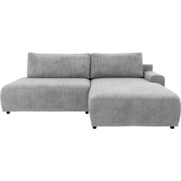 Ecksofa Trendmanufaktur "Fordon II, Schlafsofa mit Bettkasten, Couch in L-Form, Breite 250 cm", blau (betongrau), B:250cm H:82cm T:167cm, 92% Polyester, 8% Polyamide, Sofas, Ecksofa, in Cordstoff HYPER, betongrau, Armlehne rechts