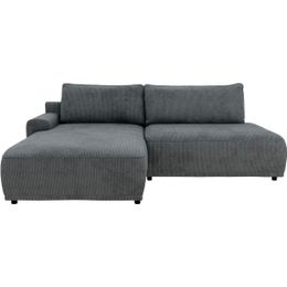 Ecksofa Trendmanufaktur "Fordon II, Schlafsofa mit Bettkasten, Couch in L-Form, Breite 250 cm", grau (dunkelgrau), B:250cm H:82cm T:167cm, 92% Polyester, 8% Polyamide, Sofas, Ecksofa, in Cordstoff HYPER, dunkelgrau, Armlehne links