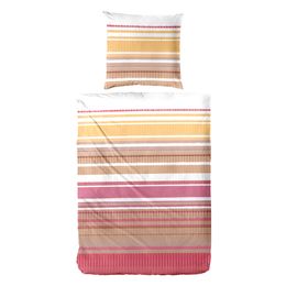 Bettw&auml;sche Primera "Perkal-Bettw&auml;sche Summer Stripe", rot, B/L: 135cm x 200cm, 1 Stk., 1 Stk., Perkal, B/L: 80cm x 80cm, 2 Stk., Perkal, Obermaterial: 100% Baumwolle, Bettw&auml;sche, Bettw&auml;sche, mit modernen Streifen
