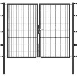 Zaundoppelt&uuml;r Alberts "Flexo", grau (anthrazit), B:200cm H:160cm, Stahl, Tore, 200 cm Breite, in versch. H&ouml;hen