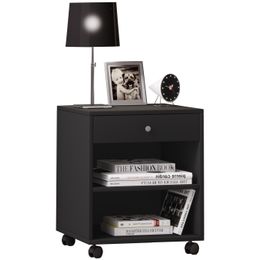Nachttisch Vcm "Holz Nachttisch Schrank Rolda Schublade Rollen", schwarz, B:45cm T:38cm, Sideboards, Nachttisch