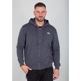 Hoodie Alpha Industries "Basic Zip Hoodie SL", Herren, Gr. XL, grauschwarz, Shell: 80% Cotton, 20% Polyester, regular fit, Sweatshirts Hoodie