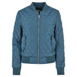 Langmantel Urban Classics "Urban Classics Damen Ladies Diamond Quilt Nylon Jacket", Damen, Gr. XS, jasper, 100% Polyester, unifarben, normal, amerikanischer Ausschnitt, M&auml;ntel