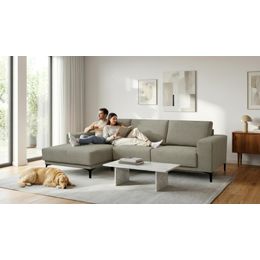 Ecksofa OTTO HOME "Xander, L-Form", gr&uuml;n, B:280cm H:85cm T:152cm, 90% PES, 10% NY, Sofas, Ecksofa, Breite 280 cm, Soft-Touch Chenille, schwarze Metallf&uuml;&szlig;e