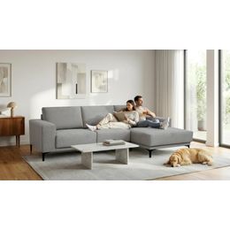Ecksofa OTTO HOME "Xander, L-Form", grau (dunkelgrau), B:280cm H:85cm T:152cm, 90% PES, 10% NY, Sofas, Ecksofa, Breite 280 cm, Soft-Touch Chenille, schwarze Metallf&uuml;&szlig;e