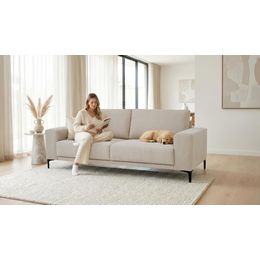 3-Sitzer OTTO HOME "Xander", beige (natural), B:224cm H:85cm T:88cm, 90% PES, 10% NY, Sofas, Breite 224 cm, Soft-Touch Chenille, schwarze Metallf&uuml;&szlig;e