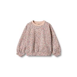 Sweater Wheat "Wheat Sweatshirt L/S Lia", M&auml;dchen, Gr. 110, rose dust flowers, 95% Baumwolle (Bio), 5% Elasthan, Rundhals, Sweatshirts Sweater