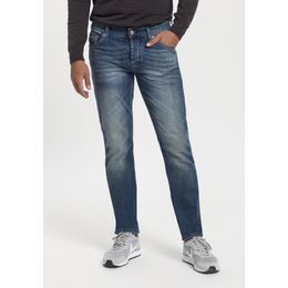 Straight-Jeans Bruno Banani "Dylan", Herren, Gr. 30, L&auml;nge 32, blau, Obermaterial: 98% Baumwolle, 2% Elasthan, Basic, normal lang, Jeans Straight-Jeans, gerade Beinform, Used-Waschung, niedrige Leibh&ouml;he