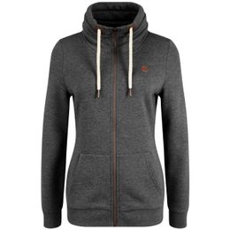 Sweatjacke oxmo "Sweatjacke OXVicky", Damen, Gr. S, grau (dar grau m), Obermaterial: 80% Polyester PES. 20% Baumwolle CO., Sweatjacken Sweatjacke