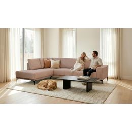 Ecksofa OTTO HOME "Xander, L-Form", braun (cinnamon), B:289cm H:85cm T:210cm, 90% PES, 10% NY, Sofas, Ecksofa, Breite 289 cm, Webstoff, Soft-Touch Chenille, schwarze Metallf&uuml;&szlig;e