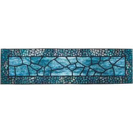 Stufenmatte ANDIAMO "Outdoor, 2er Set", blau (t&uuml;rkis), B:24cm H:6mm L:90cm, Obermaterial: 100% Gummi, Teppiche, Outdoor-Stufenmatten, Stein Motiv, Gartenbereich, Au&szlig;enbereich
