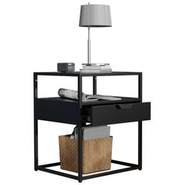 Nachttisch Vcm "Metall Nachttisch Beistelltisch Schublade Flokas M", schwarz, B/H/T: 45cm x 40cm, Sideboards, Nachttisch