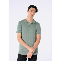 Poloshirt LINDBERGH "Poloshirt Slim Fit", Herren, Gr. L, gr&uuml;n (jade gr&uuml;n mel), Obermaterial: 80% Viskose, 20% Nylon, schmal, V-Ausschnitt, Shirts
