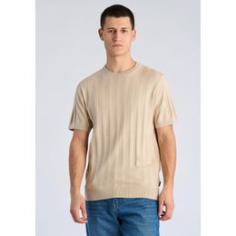 Kurzarmpullover Junk De Luxe "T-Shirt Relaxed Fit", Herren, Gr. S, stone, Obermaterial: 70% Viskose, 30% Nylon, Rundhals, Pullover