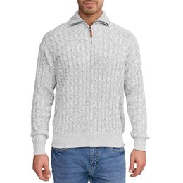 Troyer INDICODE "Rufus", Herren, Gr. XXL, wei&szlig; (sanftes wei&szlig;), Strick, Obermaterial: 100% Baumwolle, unifarben, regular fit h&uuml;ftlang, Rippb&uuml;ndchen, Pullover Troyer, Baumwolle, regular fit