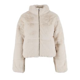 Winterjacke Urban Classics "Urban Classics Ladies Short Faux Fur Puffer Jacket", Damen, Gr. L, sandwei&szlig;, 100% Polyester, unifarben, oversize, hoch geschlossener Ausschnitt, Jacken Winterjacke