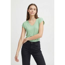 Kurzarmshirt Pieces "PCKAMALA TEE NOOS BC", Damen, Gr. S, sprucestone, Single Jersey, Obermaterial: 73% Modal, 27% Polyester, unifarben, regular fit normal, V-Ausschnitt, Shirts, Materialmix, regular fit