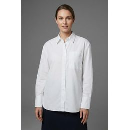 Langarmbluse comma, Damen, Gr. 40, wei&szlig;, Web, Obermaterial: 98% Baumwolle, 2% Elasthan, unifarben, l&auml;ssig geschnitten h&uuml;ftbedeckend, Rundhals, 1-Knopf-Manschette, Blusen, mit Stretch