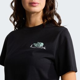 T-Shirt The North Face "W MONTE REGULAR SHORT SLEEVE TEE-GRAPHIC", Damen, Gr. XL, tnf schwarz, Obermaterial: 100% Baumwolle, Shirts T-Shirt, normale Passform, kurze &Auml;rmel, f&uuml;r Sportmode und Outdoormode
