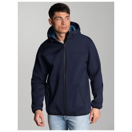 Softshelljacke TRIGEMA "TRIGEMA Klassische Softshell&ndash;Kapuzenjacke", Herren, Gr. 3XL, blau (navy), 88% Polyamid, 12% Elasthan, Jacken Softshelljacke