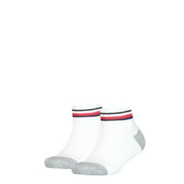 Kurzsocken Tommy Hilfiger "TH KIDS ICONIC SPORTS QUARTER", Damen, Gr. 39-42, wei&szlig;, Baumwollmischung, elastisch, Socken, mit Kontraststreifen und schmalem Rippenb&uuml;ndchen