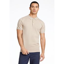 Poloshirt LINDBERGH "Poloshirt Slim Fit", Herren, Gr. L, sand mel, Obermaterial: 80% Viskose, 20% Nylon, schmal, V-Ausschnitt, Shirts
