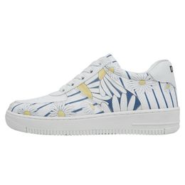 Sneaker DOGO "Dice Low-Top Sneaker Daisy Stripes Damen Sneaker, Dice Low-Top", Damen, Gr. 37, Normalschaft, blau (blau, wei&szlig;), Lederimitat, Schuhe Sneaker, Handgefertigt